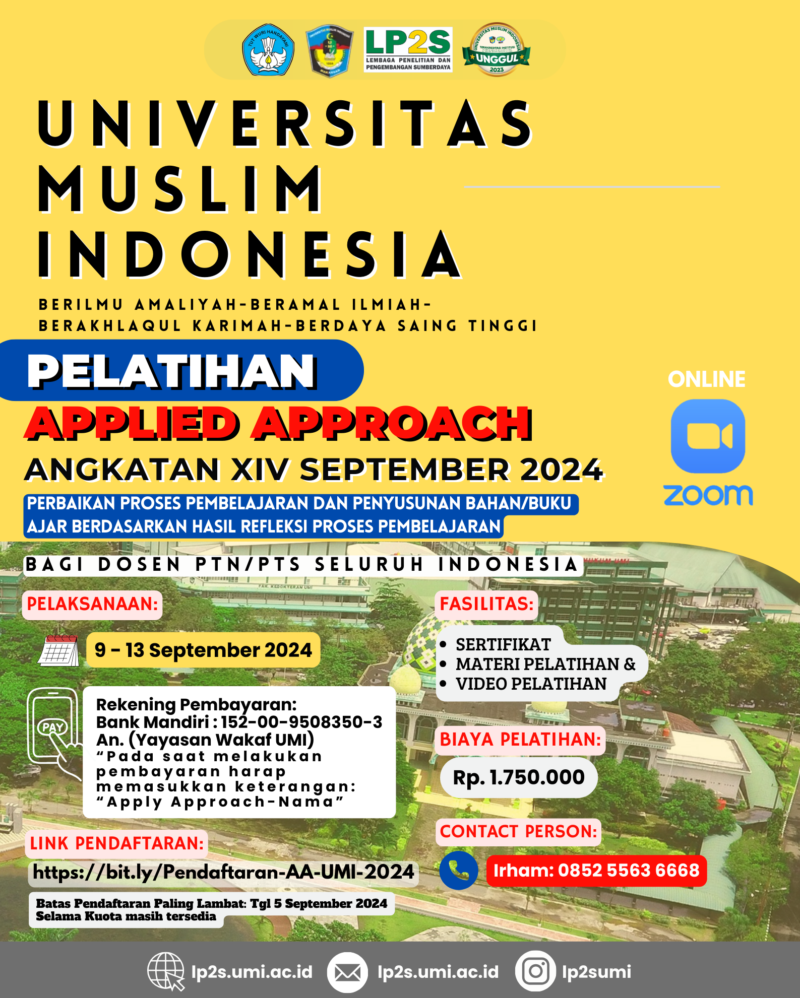 LP2S UMI - PELATIHAN APPLIED APPROACH ANGKATAN XIV TAHUN 2024 DIBUKA